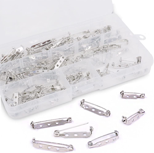 120Pcs 3 Sizes Silver Tone Pin Back Clasp Brooch for Badge Crafts ...