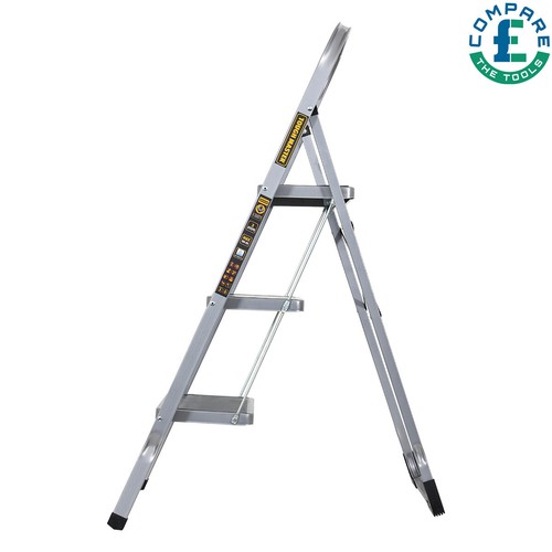 3 Step Ladder Non-Slip Safety Steps Heavy-Duty Steel Compact Design ...