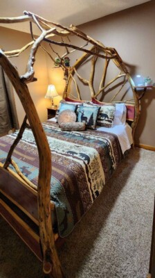 Rustic Cedar Log Canopy Bed –Full Size Frame with 2" Thick Headboard ...