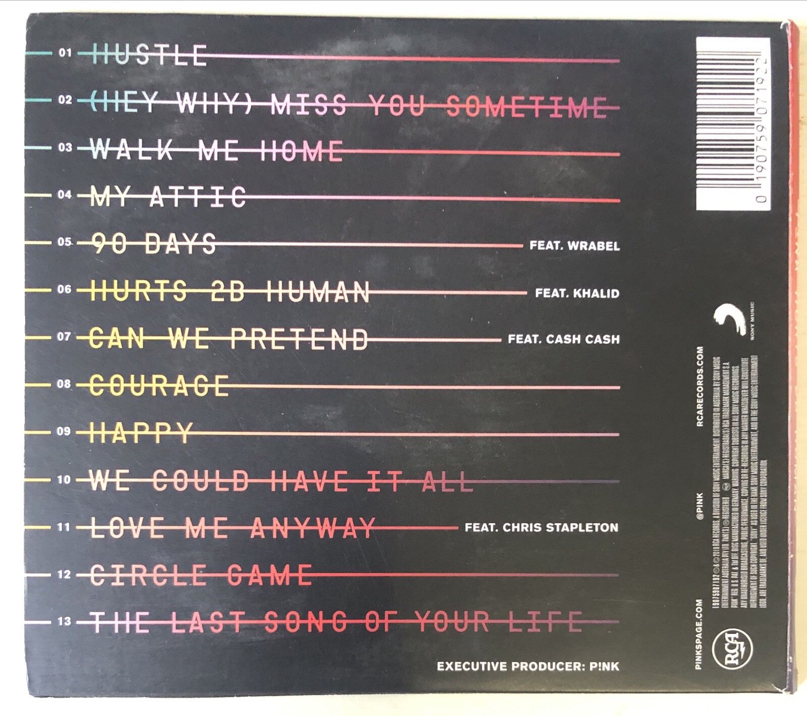 P!NK "Hurts 2B Human (Digisleeve)" Rare 2019 13Trk Aust. CD "Walk Me ...