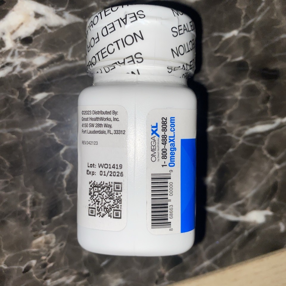 Omega XL 60ct Great HealthWorks Small, Joint Pain Relief Omega-3 Free ...