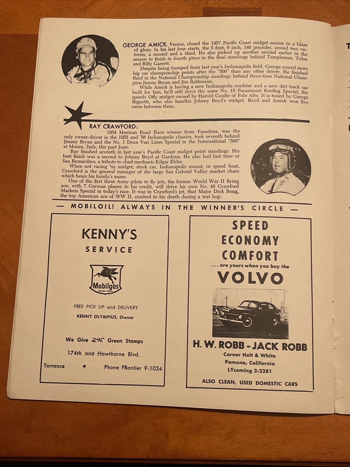 1958 Riverside Raceway CA USAC Midget Race Program, Won by Johnnie ...