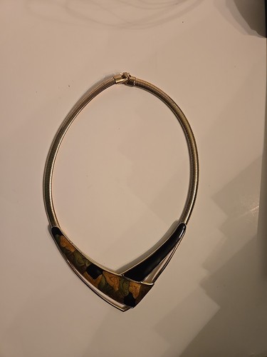 Vintage Omega Chevron Snake Choker Style Necklace Black Tan Mauve Gray ...