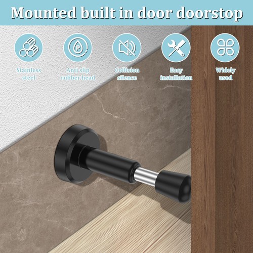 Stainless Steel Door Holder Stopper No Drilling Spring Door Stop for ...