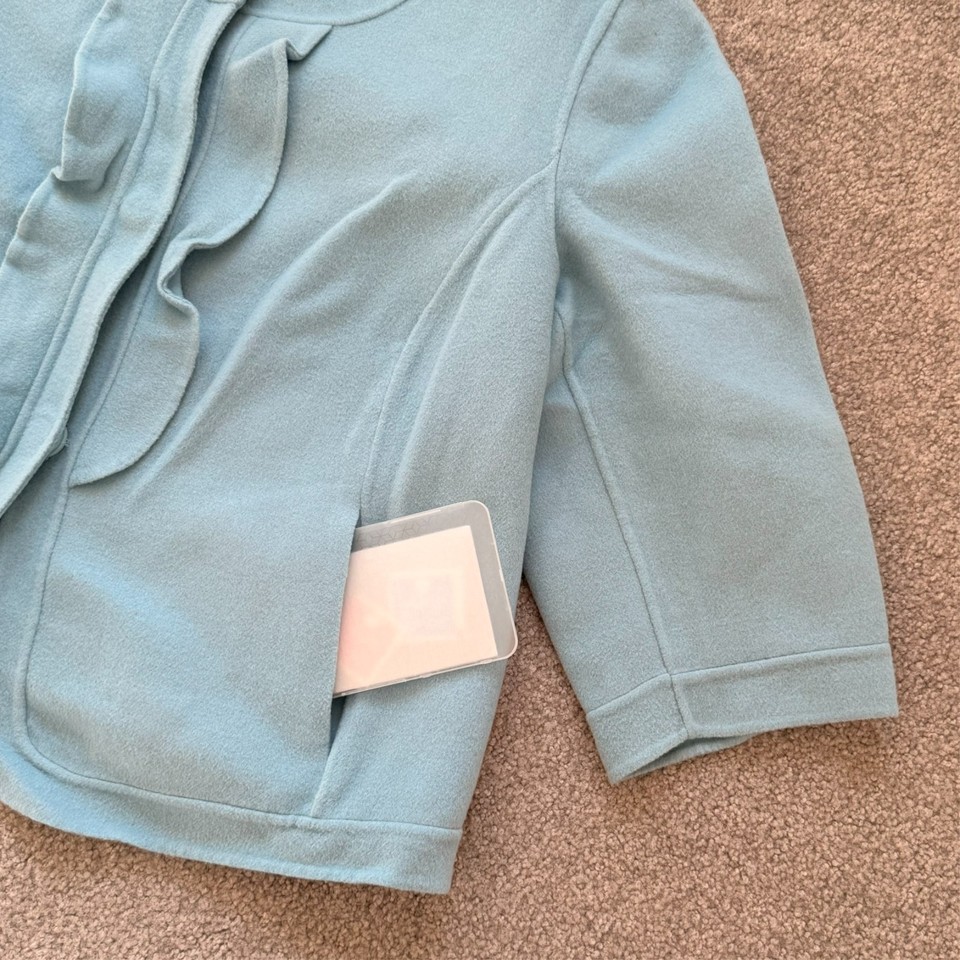 - Talbots Jacket Powder Blue Wool Ruffle Jacket Blazer Office Winter US ...