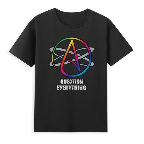 Atheist Logo Atom Symbol Question Everything Novelty Men's Short Sleeve ...