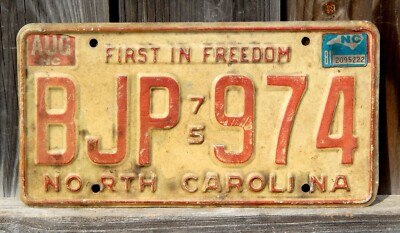 1981 NORTH CAROLINA Expired License Plate BJP 974 (#NC00023) | eBay