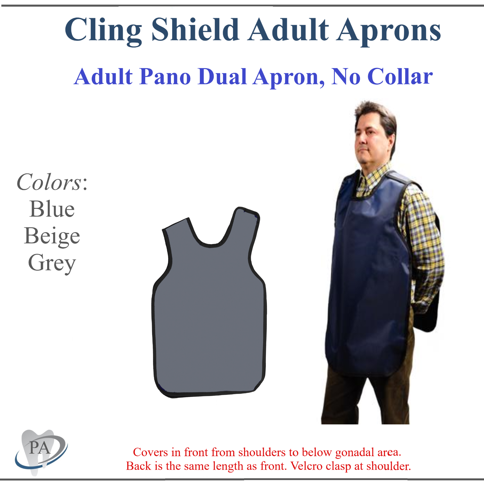 Dual X-Ray Apron Cling Shield Lead-Lined Adult Pano No Collar 3mm ...