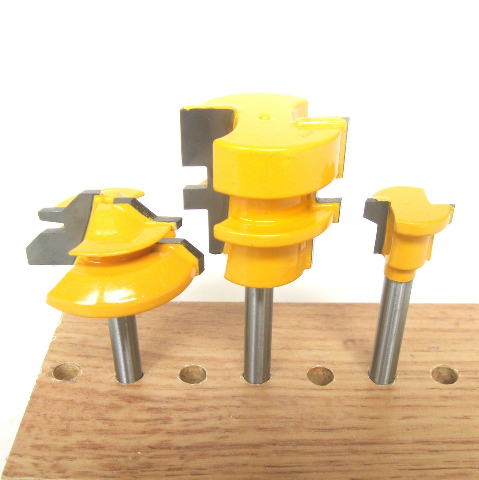 3pc1/4" Shank 45° Miter, Glue & Drawer Lock Joint Router Bit Set sct ...