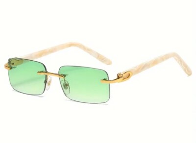 Mens CLASSY Wood White Buffs 90s Hip-Hop Rapper Gangster Rimless ...