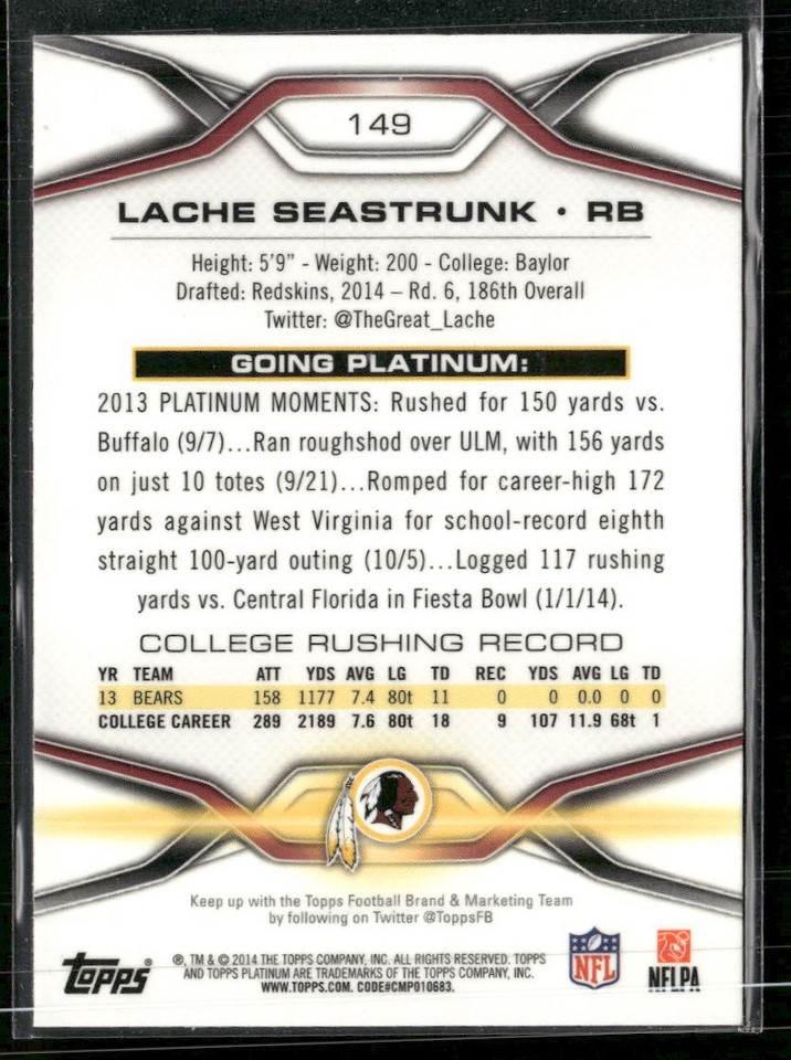 2014 Topps Platinum #149 Lache Seastrunk Xfractors | eBay