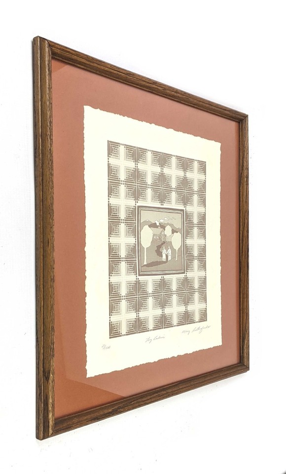 Vintage Mary Rutherford Art Print Hand Signed Log Cabin Matted Framed ...