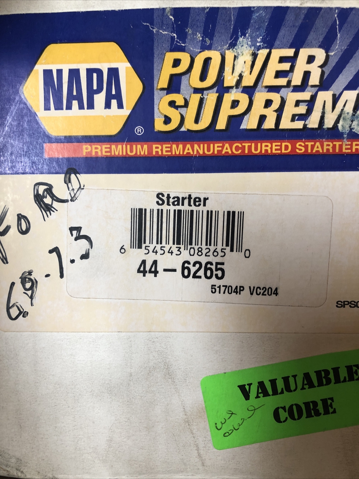 Reman Napa Power Supreme 44-6265 Starter for sale online | eBay