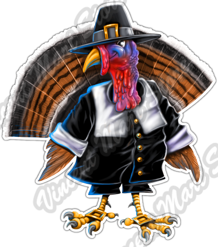 Male Turkey Pilgrim Thanksgiving Holiday Car Bumper Vinyl Sticker Decal ...