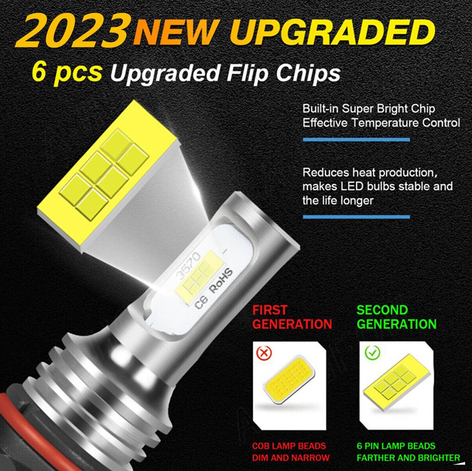 12000K LED Headlight Fog Light Bulbs Kit For Chevy Silverado 1500 2500 ...