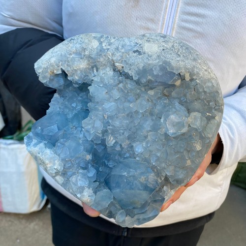 18.1LB Natural Blue Celestite Crystal Geode Cave Mineral Specimen ...
