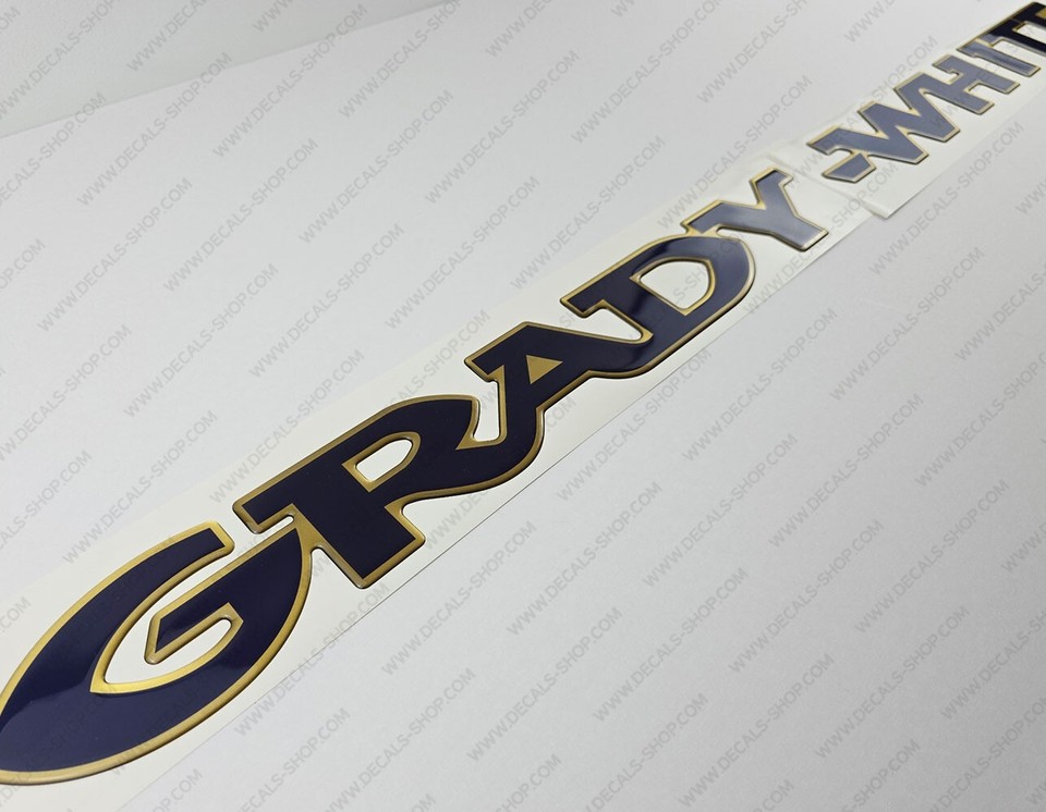GRADY WHITE BOAT LOGO GOLD/BLUE RAISED DOMED DECAL STICKER 38" 1pcs | eBay