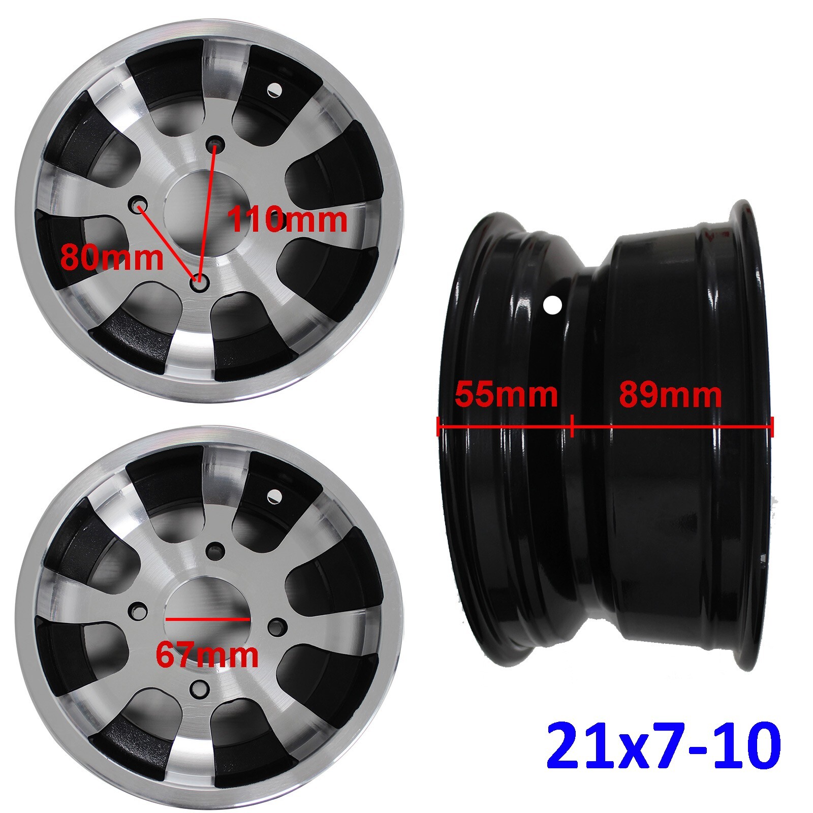 FRONT & REAR 10 INCH ATV UTV Quad Bike Buggy Wheel Alloy Rim PACKAGE ...