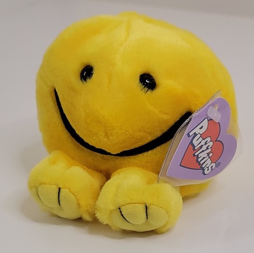 Vintage 1994 Swibco Puffkins HAPPY Stuffed Plush Yellow Smiley Face ...