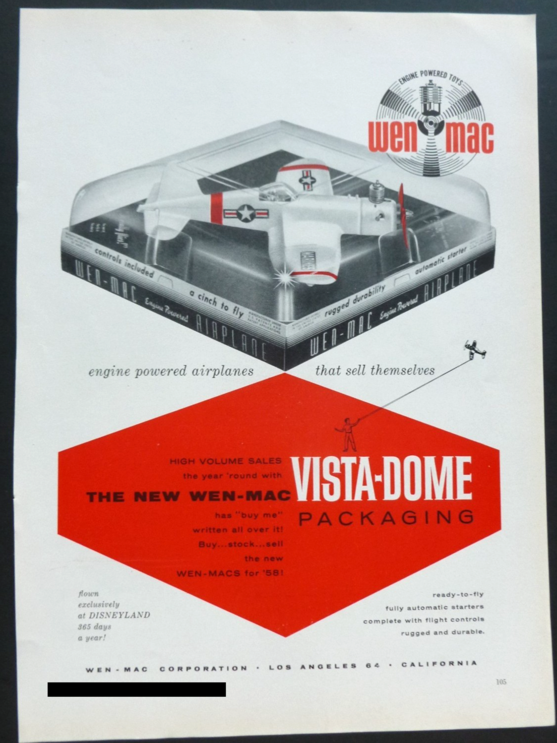 RARE Vtg 1958 DEALER Ad - WEN-MAC Corsair Gas Control Line Airplane ...