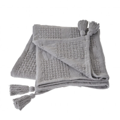 Gray Woven Cotton Solid Color Throw Blanket | eBay