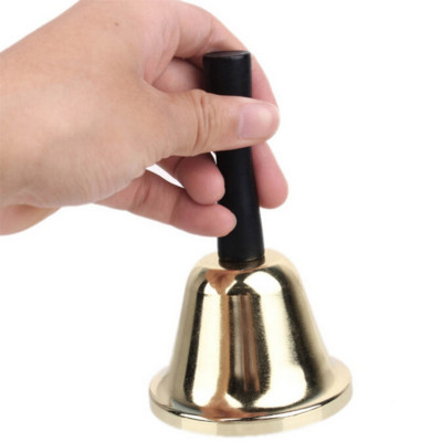 Metal Tea Hand Bell Gold Plated Hand Held Loud Call Service Bells Alarm ...