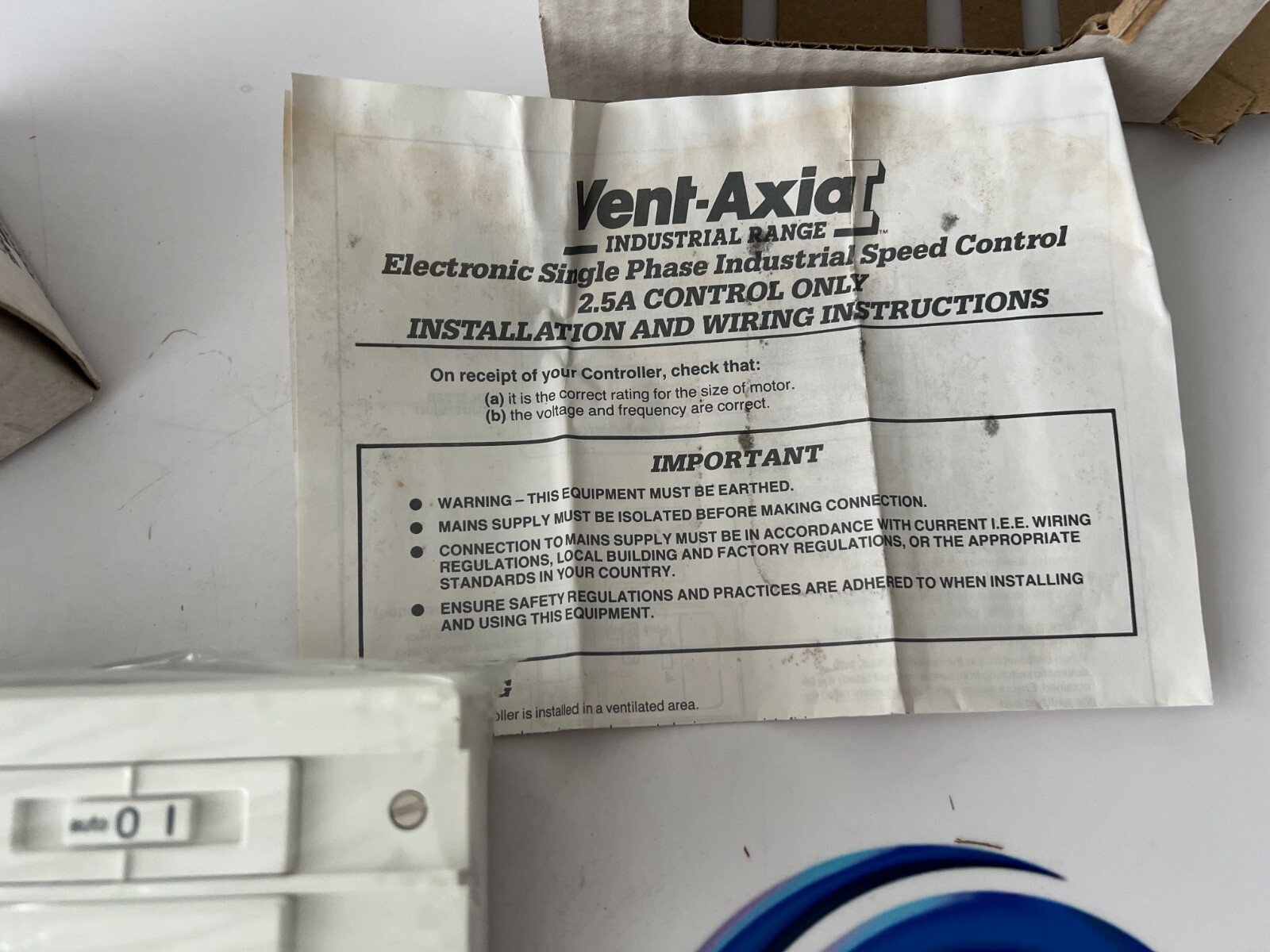 Vent-Axia W10303102M 2.5A Electronic Speed Controller for sale online ...