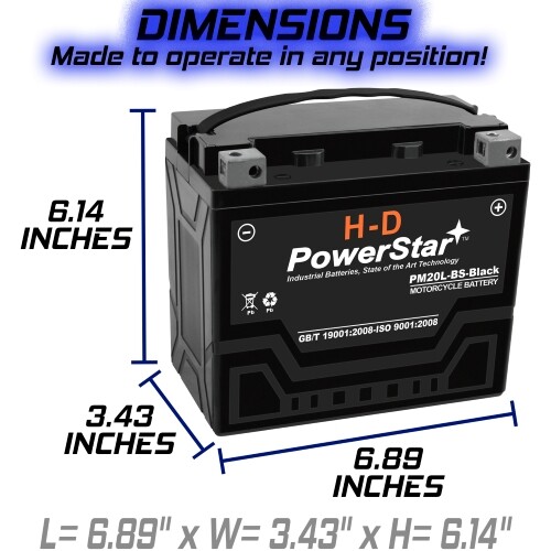 PowerStar 20L-BS Power Sports Battery for Indian Roadmaster Classic ...