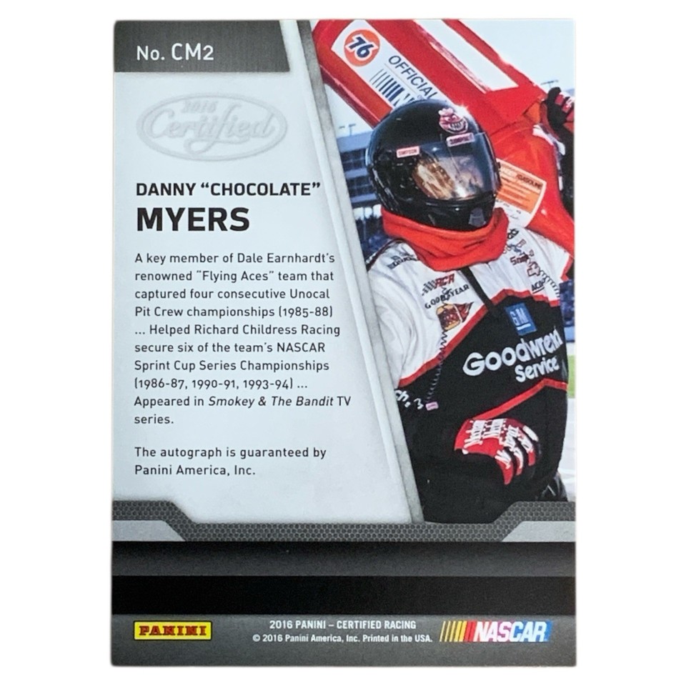 2016 NASCAR PANINI CERTIFIED MIRROR BLUE DANNY "CHOCOLATE" MYERS AUTO ...