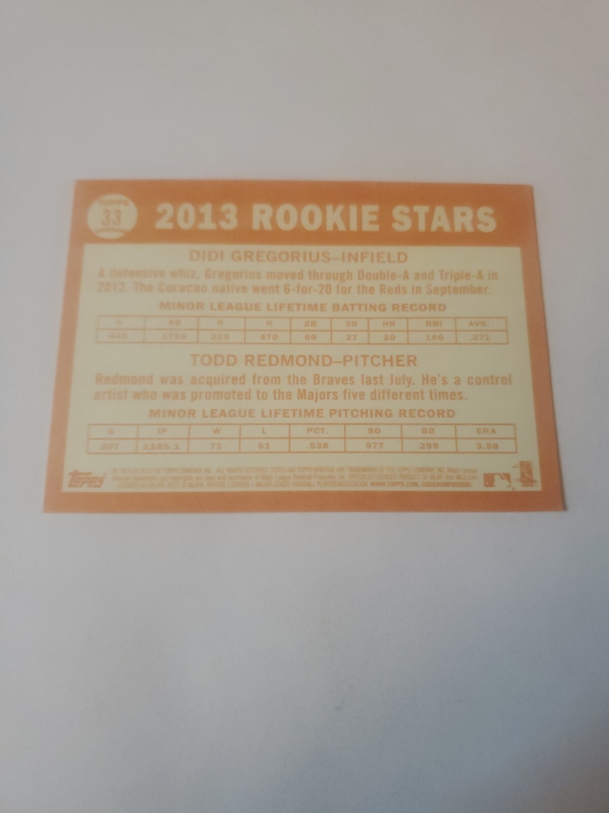 2013 Topps Heritage - Rookie Stars #33 Didi Gregorius, Todd Redmond (RC ...