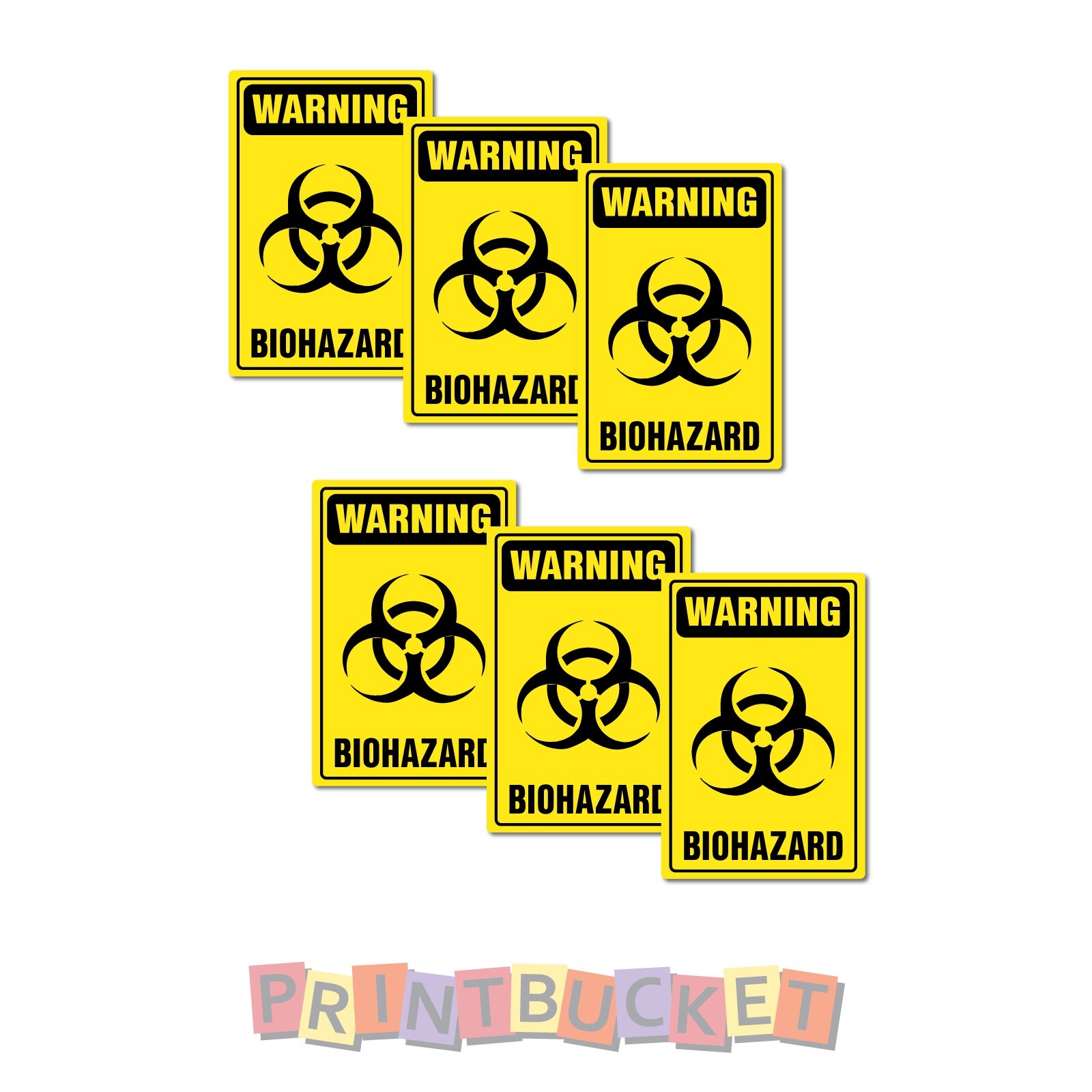 Warning Biohazard sticker 6 pack 60mm water/fade proof vinyl | eBay