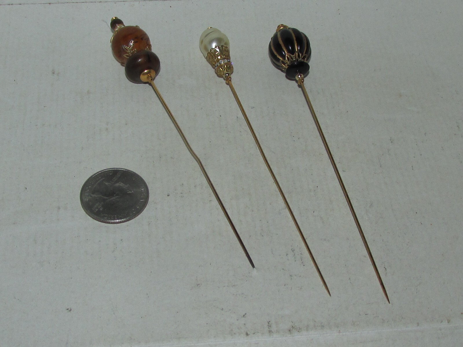 Vintage & Antique Lot Of 3 Ladies Long Hat Stick Pins Unique and ...