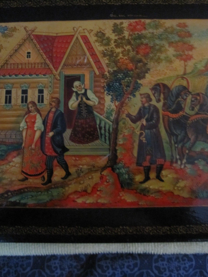 Vintage Russian Lacquer Wood Box Hand Painted / Russian Jewelry Box ...