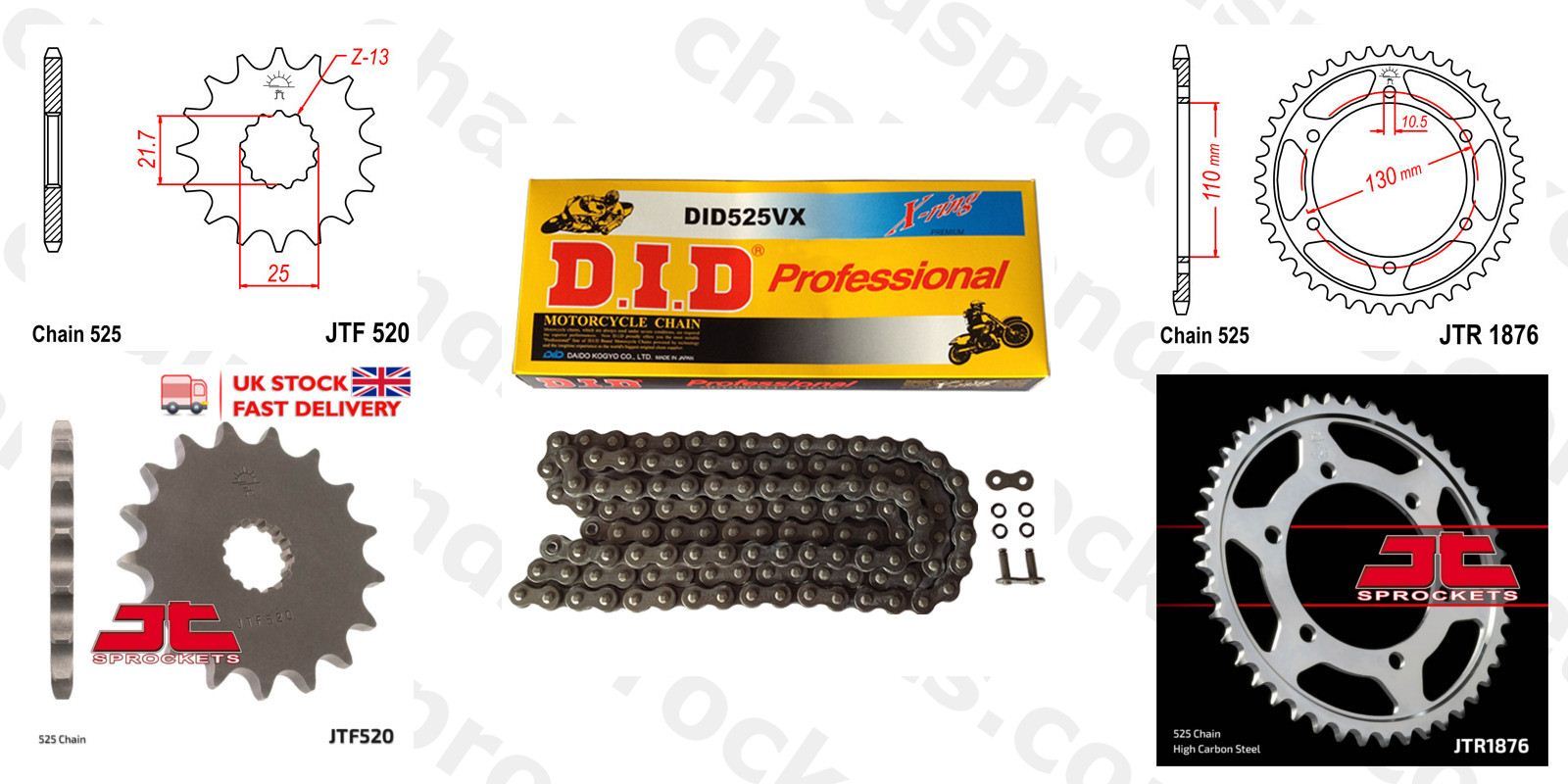 DID- X Ring Chain Kit 16t 43t 114 Links fits Suzuki GSX-R600 L1,L2 11 ...