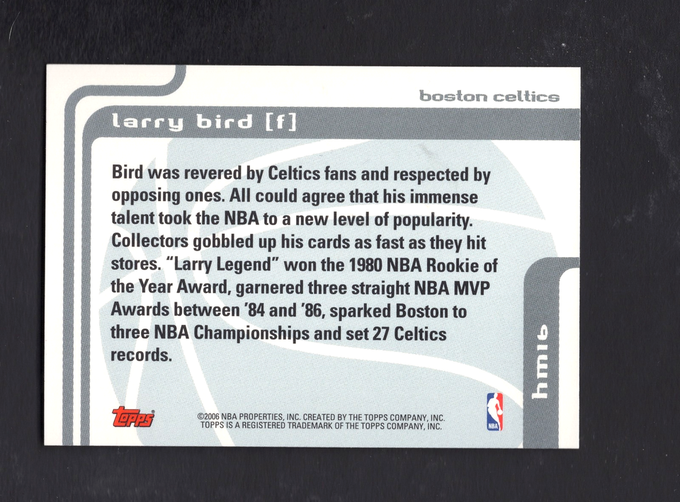 2006-07 Topps Hobby Masters #HM16 Larry Bird | eBay
