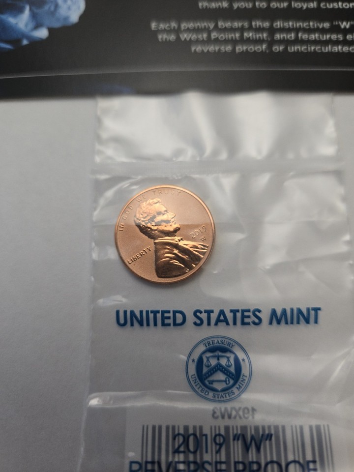 2019 W Reverse Proof Lincoln Shield One Cent Coin West Point Mint ...