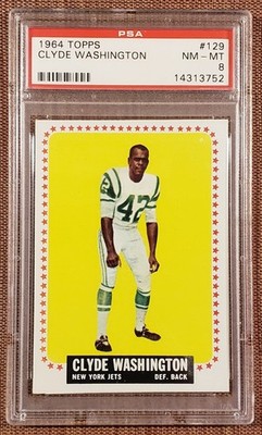 1964 Topps #129 Clyde Washington New York Jets Rookie Football Card PSA 8 RC | eBay
