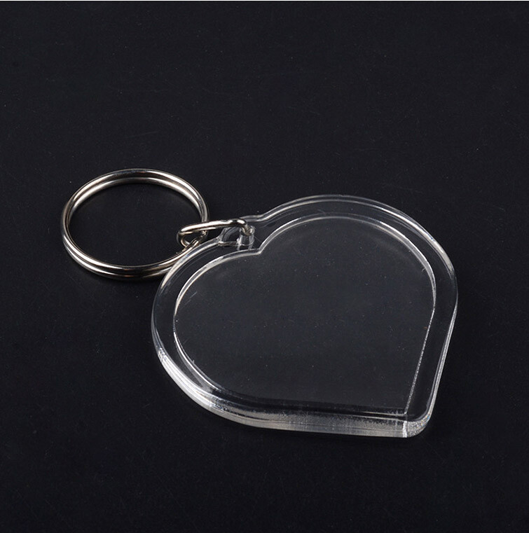 CLEAR AND BLANK HEART SHAPE KEYRINGS STRONG PLASTIC LOVE KEYRINGS FOR ...