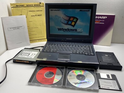 Vintage SHARP PC-9820T Personal Notebook Computer Retro Laptop CPU LOT ...