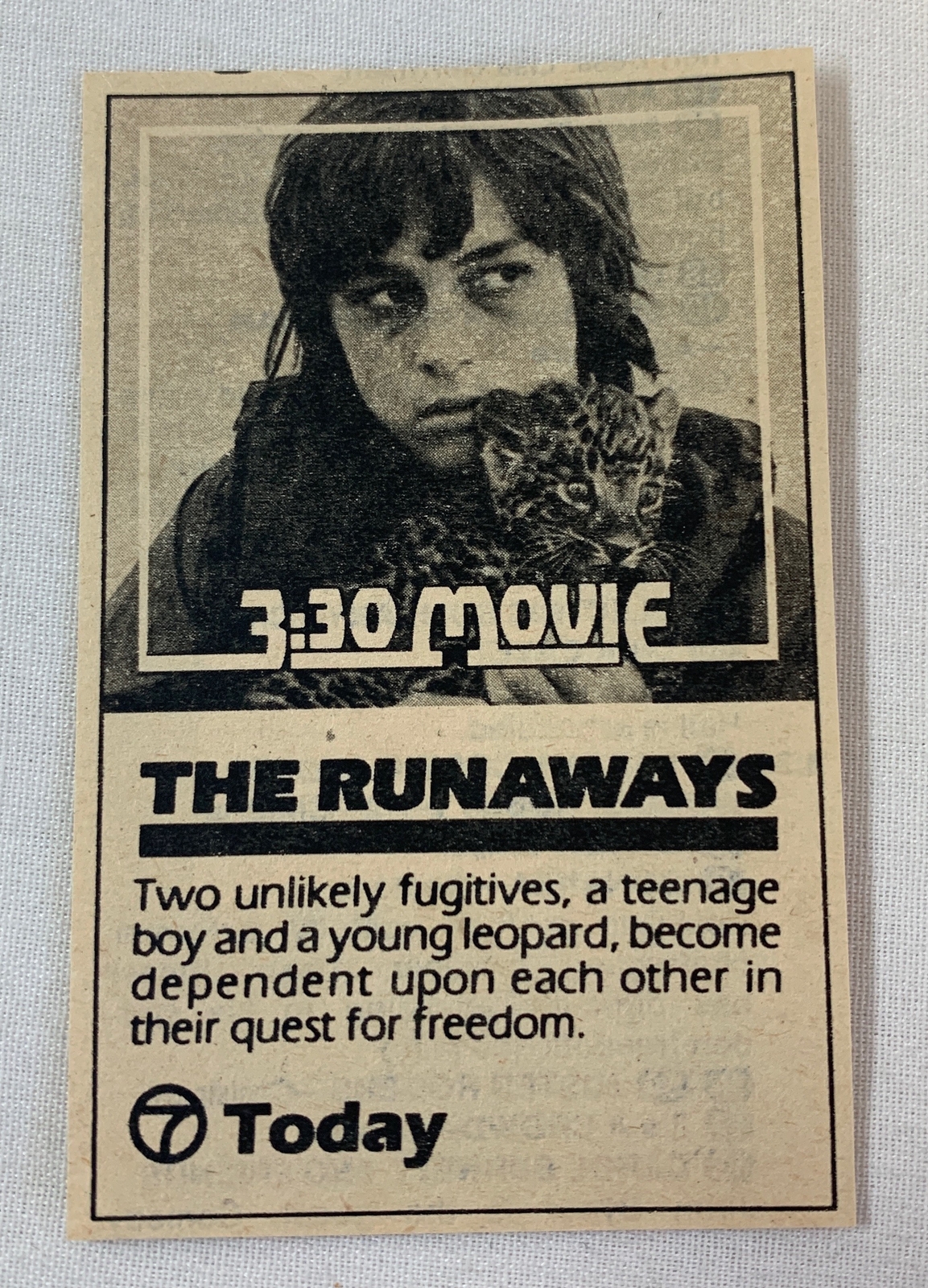 1979 small KGO tv ad~ movie THE RUNAWAYS ~ teenage boy and leopard | eBay