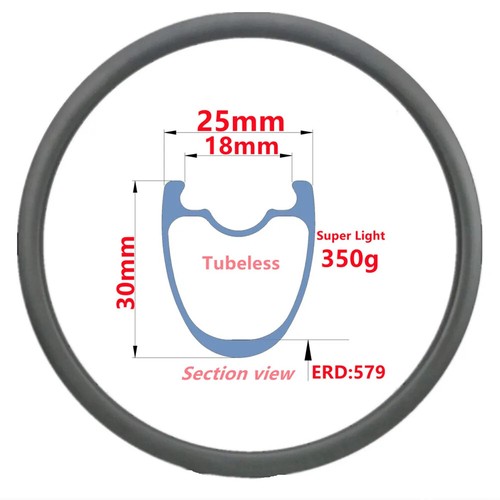 Carbon Fiber Road Bike Tubeless Rim 25mm Wide Rim 30mm Depth Rims ...