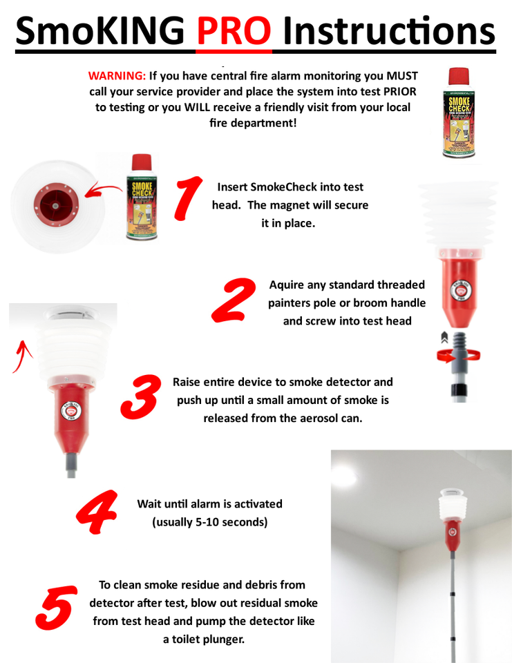 New & Improved SmoKING PRO Smoke/Fire Alarm/Detector Tester (+ 1 Can ...