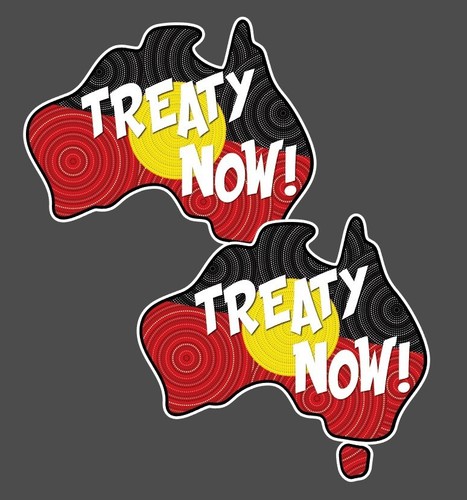 Aboriginal TREATY NOW VOICE TO PARLIAMENT Map 110x100mm 2 Pack Sticker ...