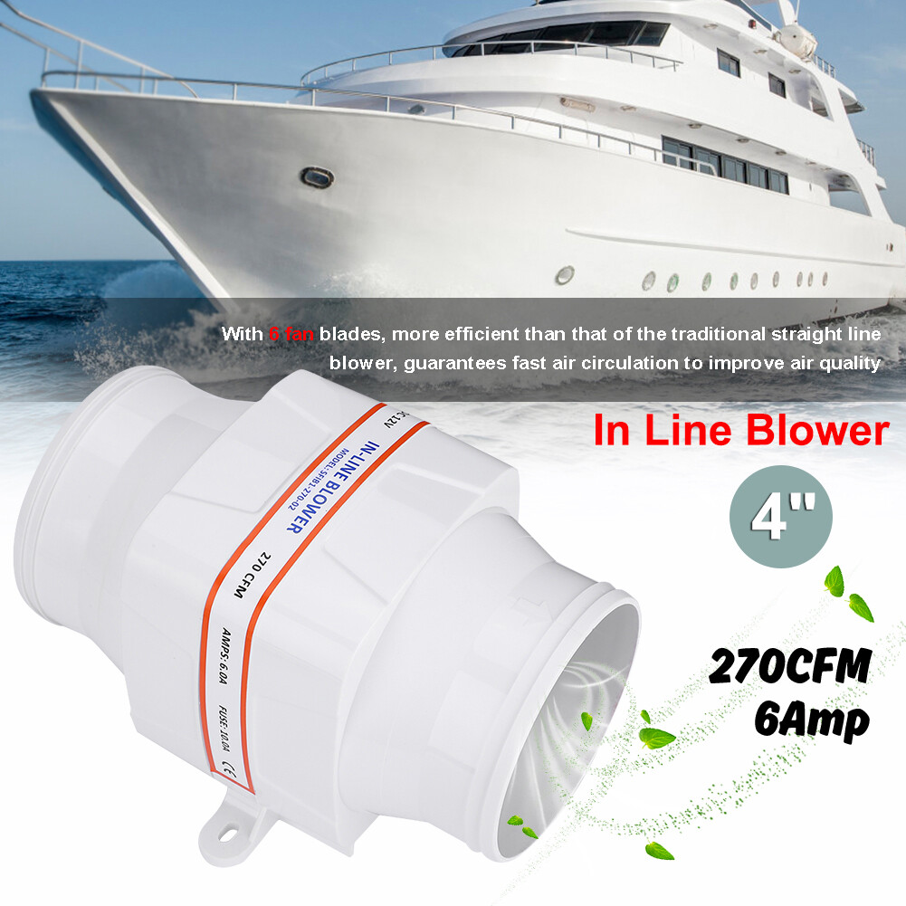 12V 270CFM IN-LINE BOAT BILGE AIR BLOWER 4' HOSE Boat Marine Inline | eBay