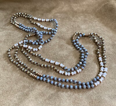 Beaded Necklace Glitzy Gold, Gray & Cream Beads C182-40 | eBay