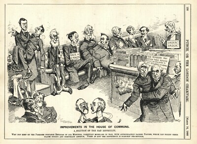 IMPROVEMENTS IN THE HOUSE OF COMMONS - 1895 British CARTOON - Wax ...