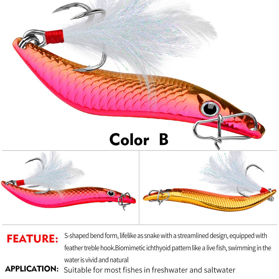 Lure Sequin S Type Fishing Gear Leech Curve Metal Bait Blood Slot Hook ...