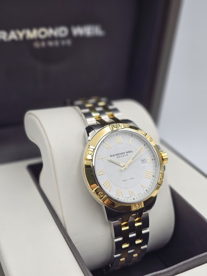 Raymond Weil Tango PVD Gold 41mm Mens Quartz Watch White Dial 8160-STP ...