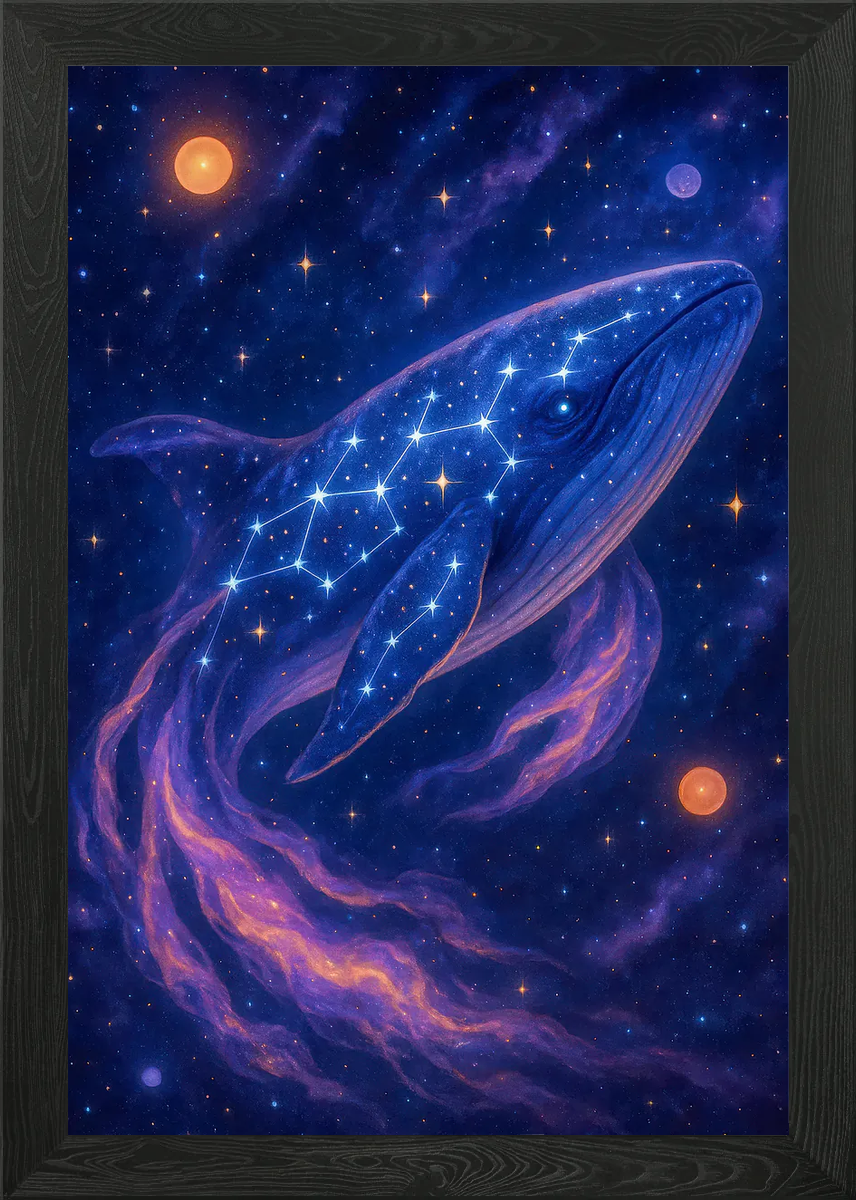 Celestial Whale Constellation in Sp Framed Wall Art Poster Canvas Print ...