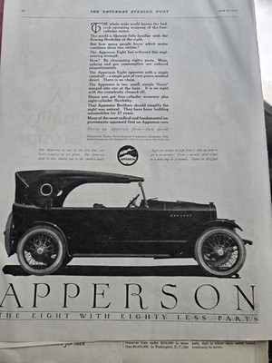 1920 Apperson Bros. Automobile Co. Car Vintage ad | eBay